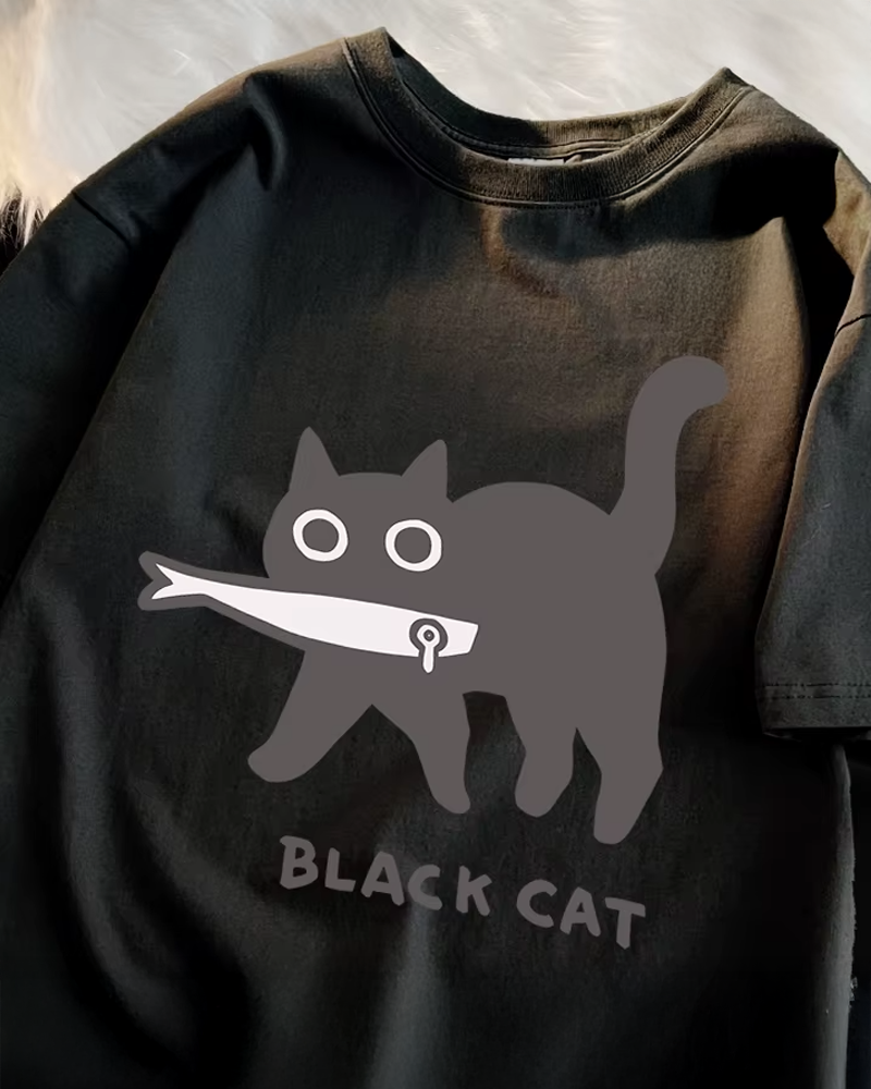 Black Cat T Shirt | Yokai Clothing